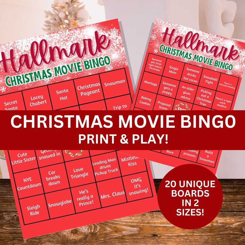 Christmas Movie Bingo | Printable Christmas Games | Holiday Romance ...