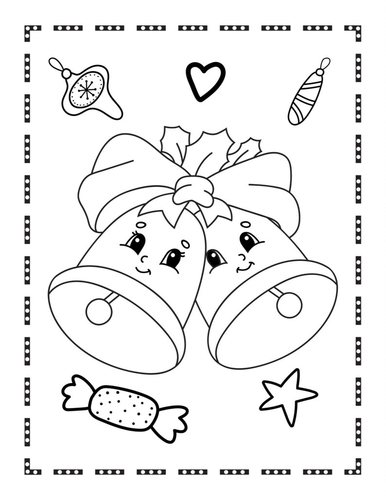 Kawaii Christmas Printable Coloring Book 20 Pages for Children - Etsy