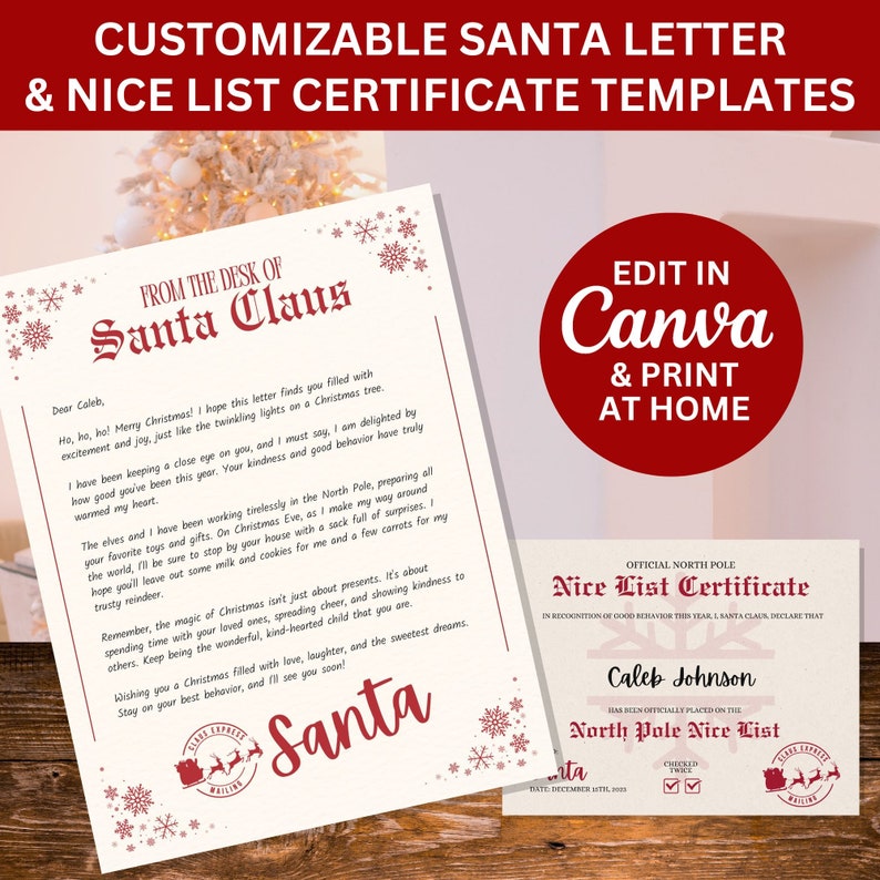 Printable Christmas Letter Custom Santa Letter Santa Christmas Letter ...
