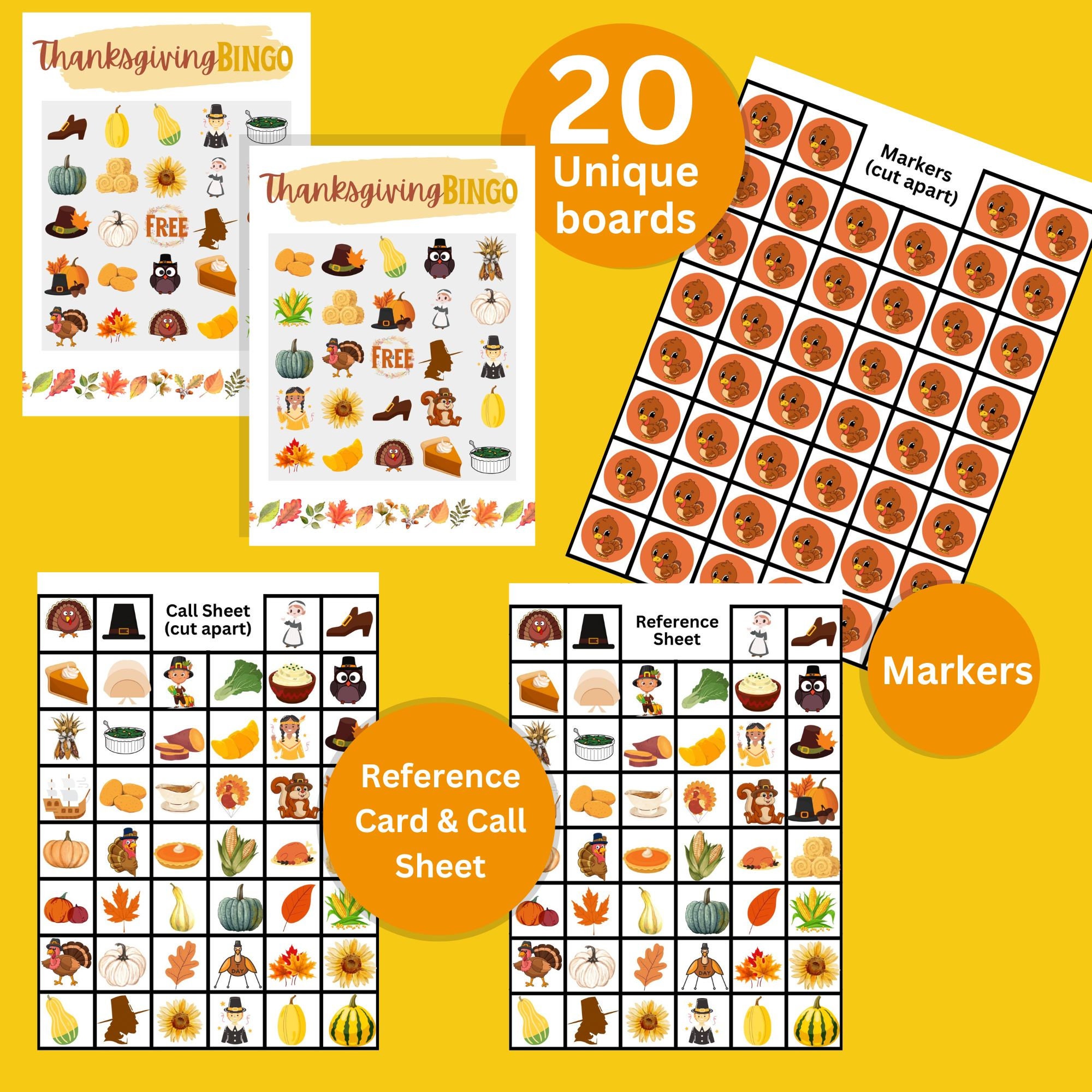 Thanksgiving Bingo Game | Printable Thanksgiving Bingo | Printable ...