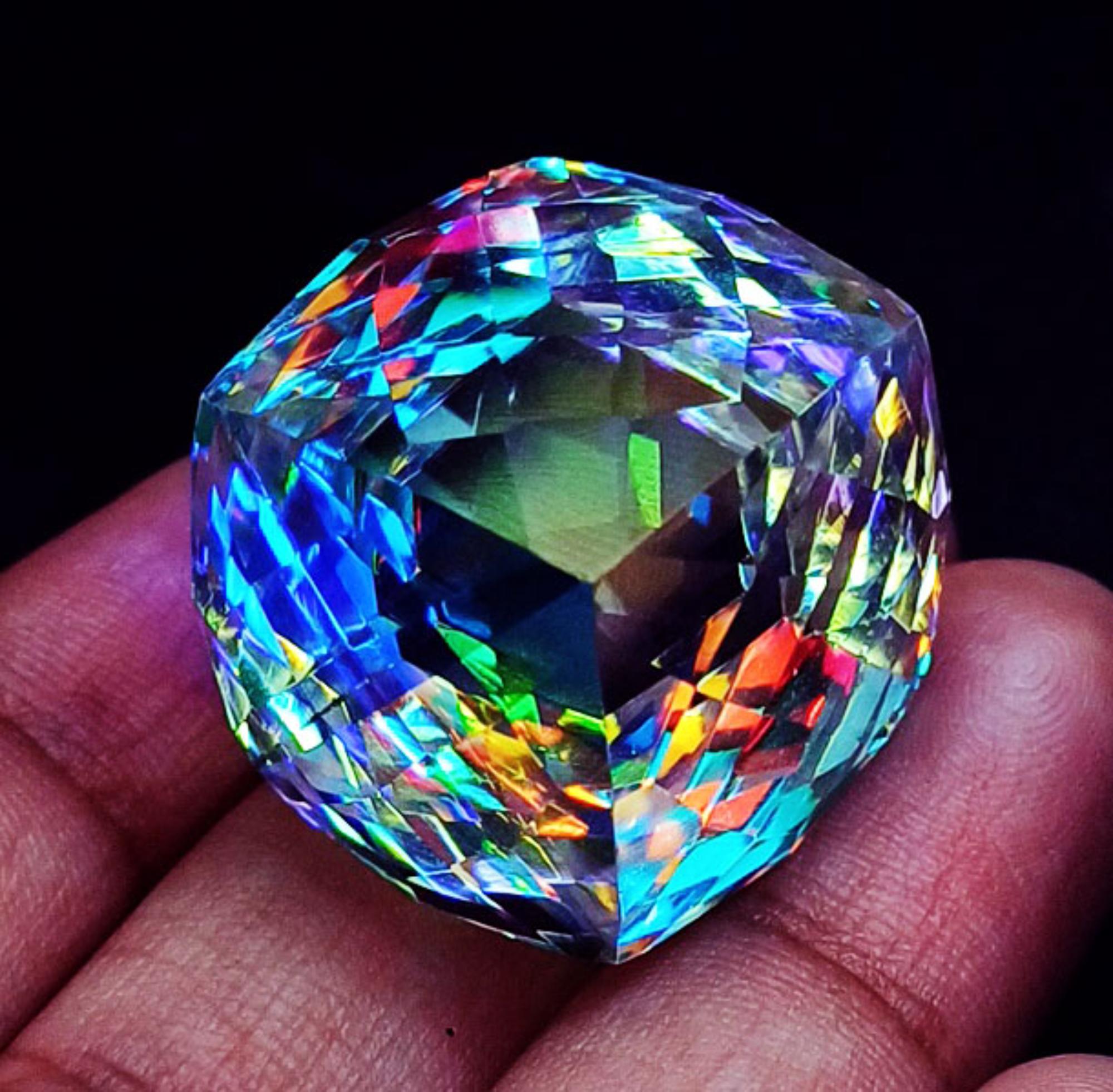 Colorful Mystic Quartz Cube 89.80+ Ct Certified Loose Gemstone With ...
