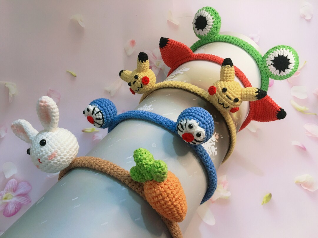 PATTERN: Crochet Headbands Pattern Frog Fox Ears Pikachu Doraemon ...