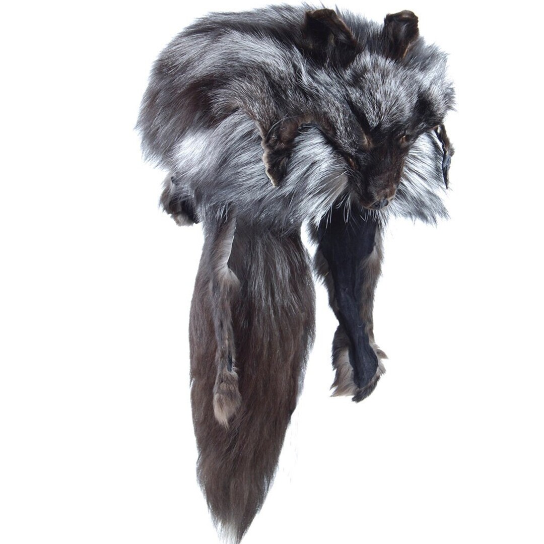 Silver Fox Mountain Man Fur Hat Handmade Silver Fox Hat, Real Fox Fur ...