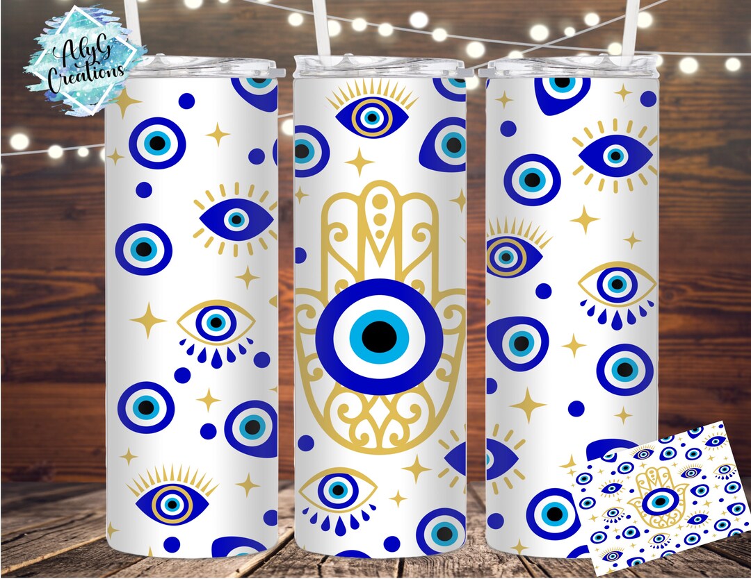 Evil Eye Tumbler Wrap, 20oz Straight Tumbler, Mal De Ojo Bundle ...