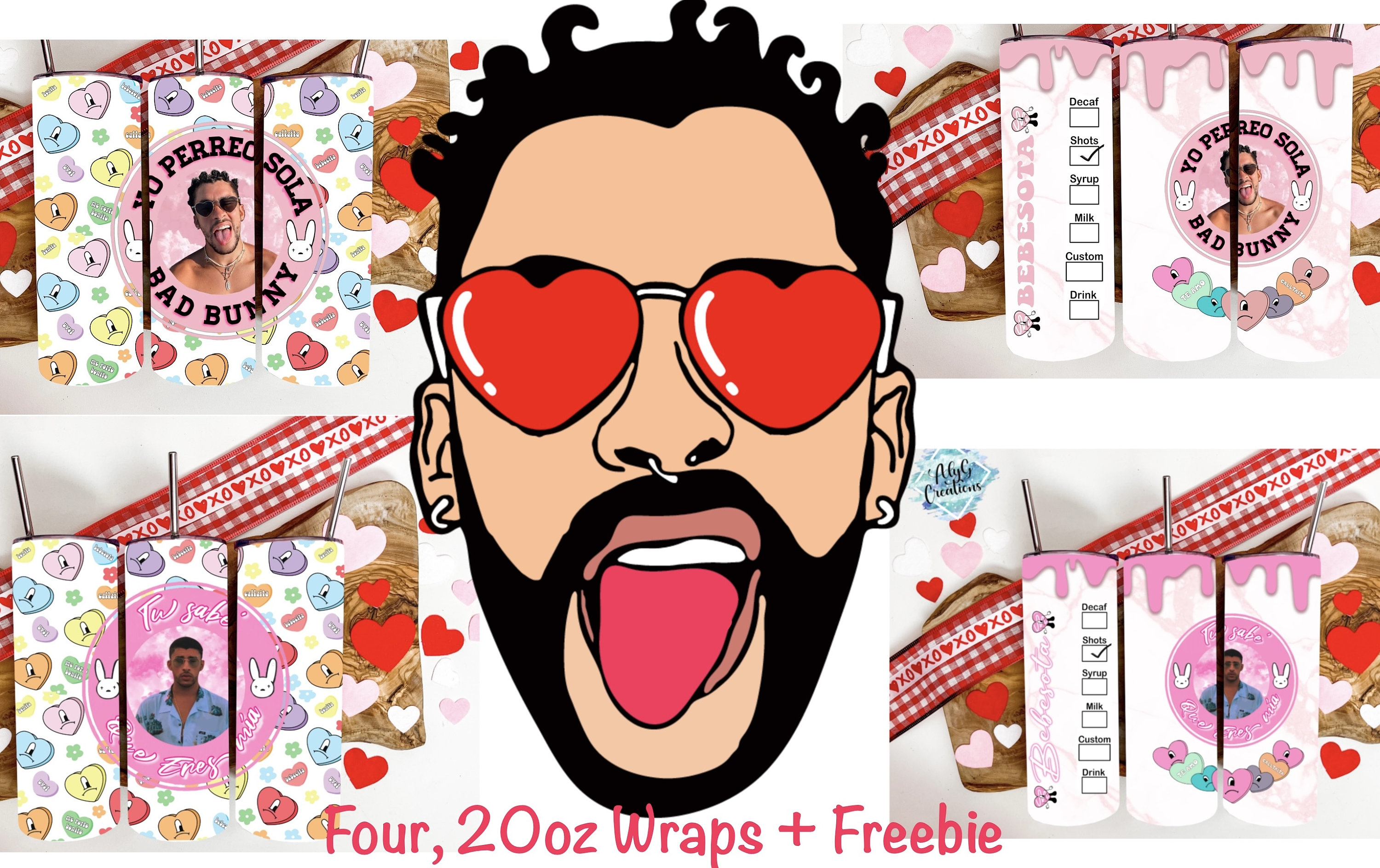 Bad Bunny Valentines Day Tumbler Wrap 20oz Straight Digital - Etsy