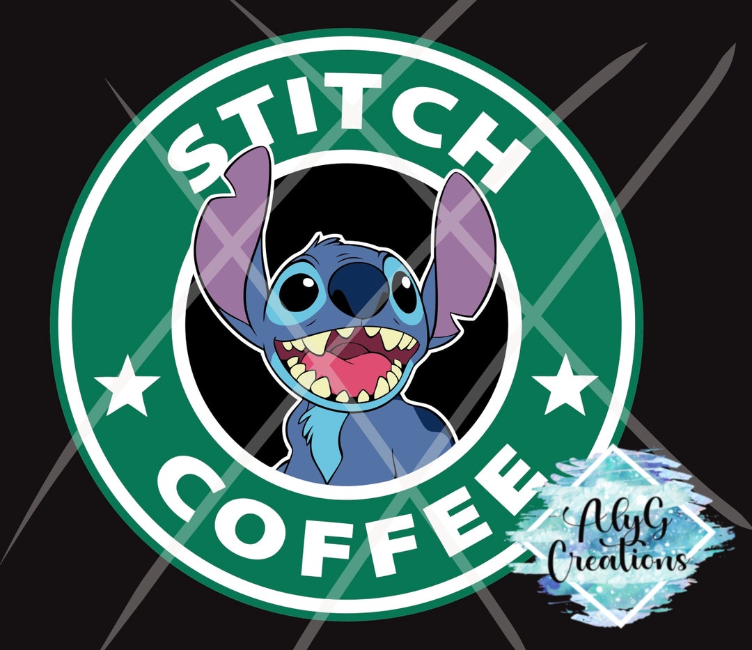 Stitch Coffee SVG File , PNG File, Cartoon Clipart, Digital Download - Etsy