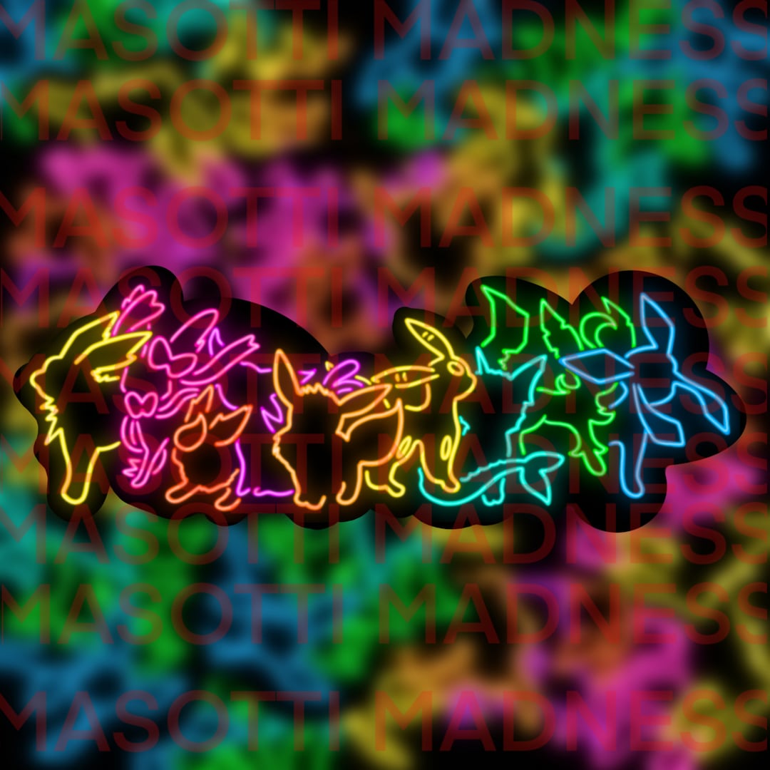 Neon Eevee Evolution Sticker - Etsy