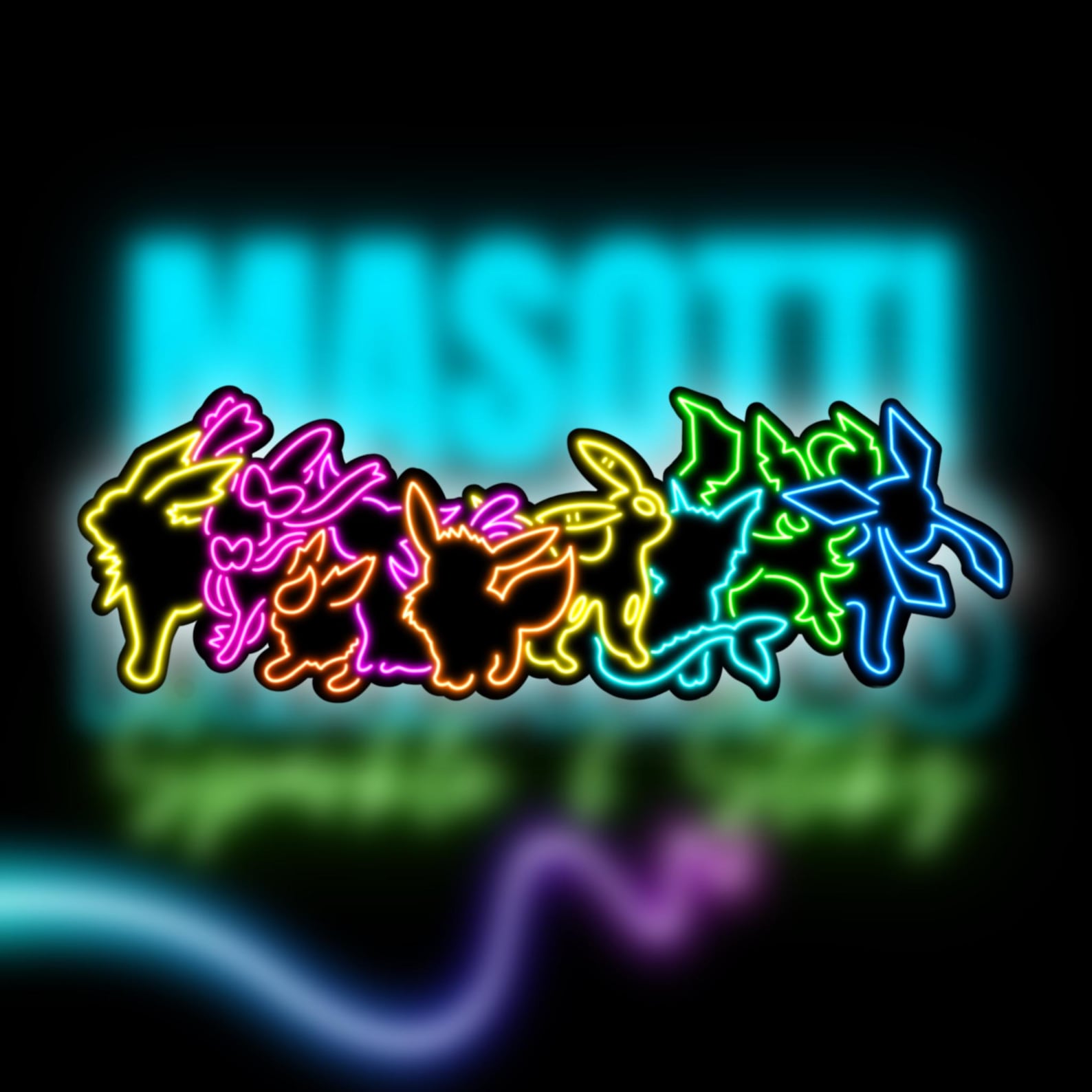 Neon Eevee Evolution Sticker | Eeveelutions Vinyl Sticker | Pokémon Fan ...