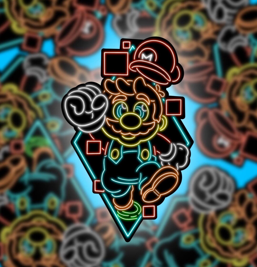 Neon Mario Sticker - Etsy