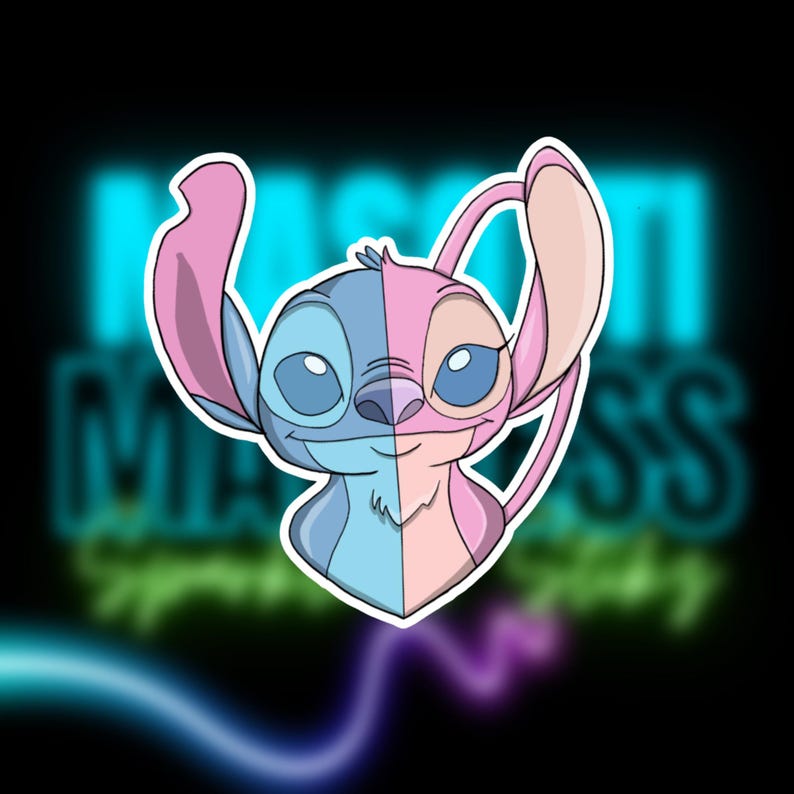 Stitch X Angel Split Character Mash-up Sticker - Etsy