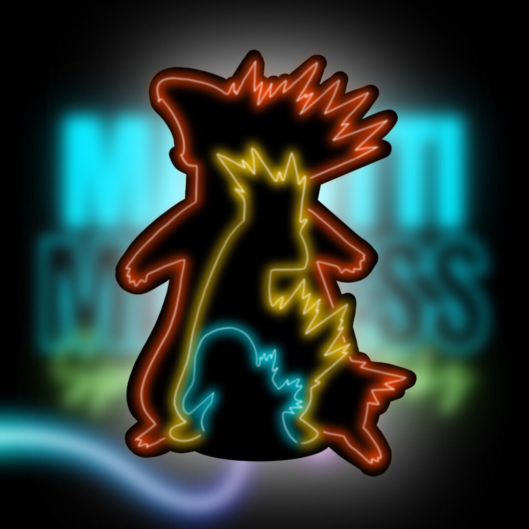 Neon Cyndaquil Evolution Sticker - Etsy