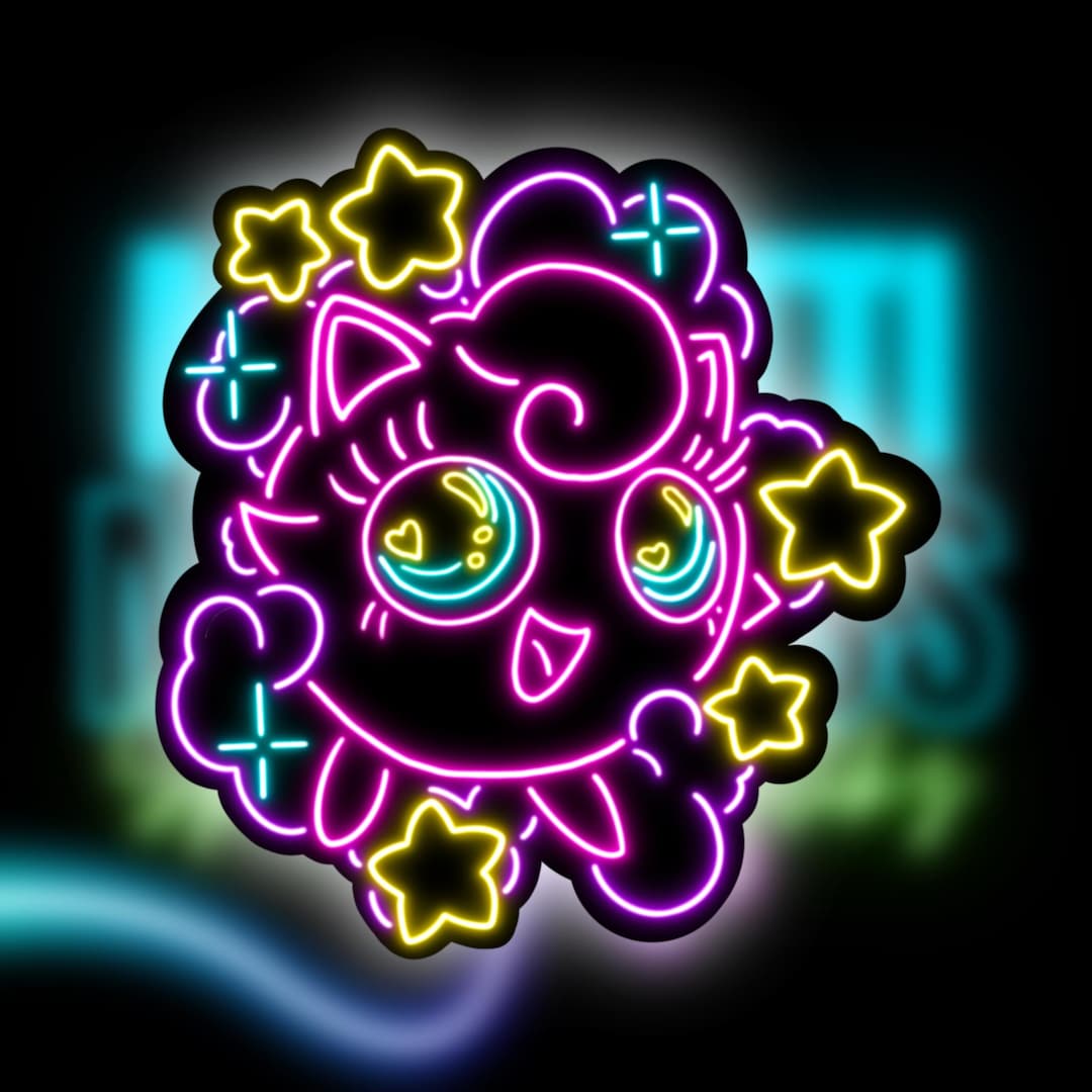 Neon Jigglypuff Sticker | Glowing Pokémon Vinyl Decal | Pop Star Fan ...
