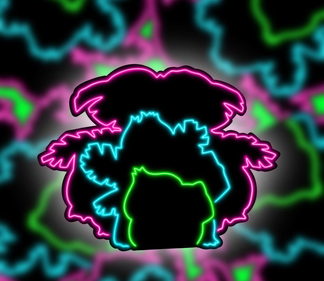 Neon Bulbasaur Evolution Sticker - Etsy
