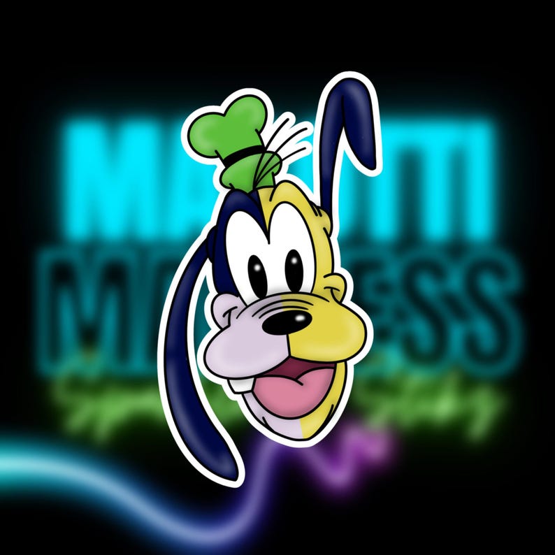 Goofy X Pluto Split Character Sticker | Cartoon Mash-up Vinyl Sticker ...