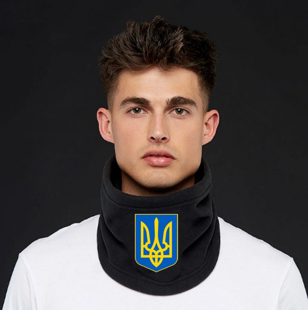 Ukraine Coat of Arms Blue Yellow Black Fleece Snood Scarf Face Cover ...