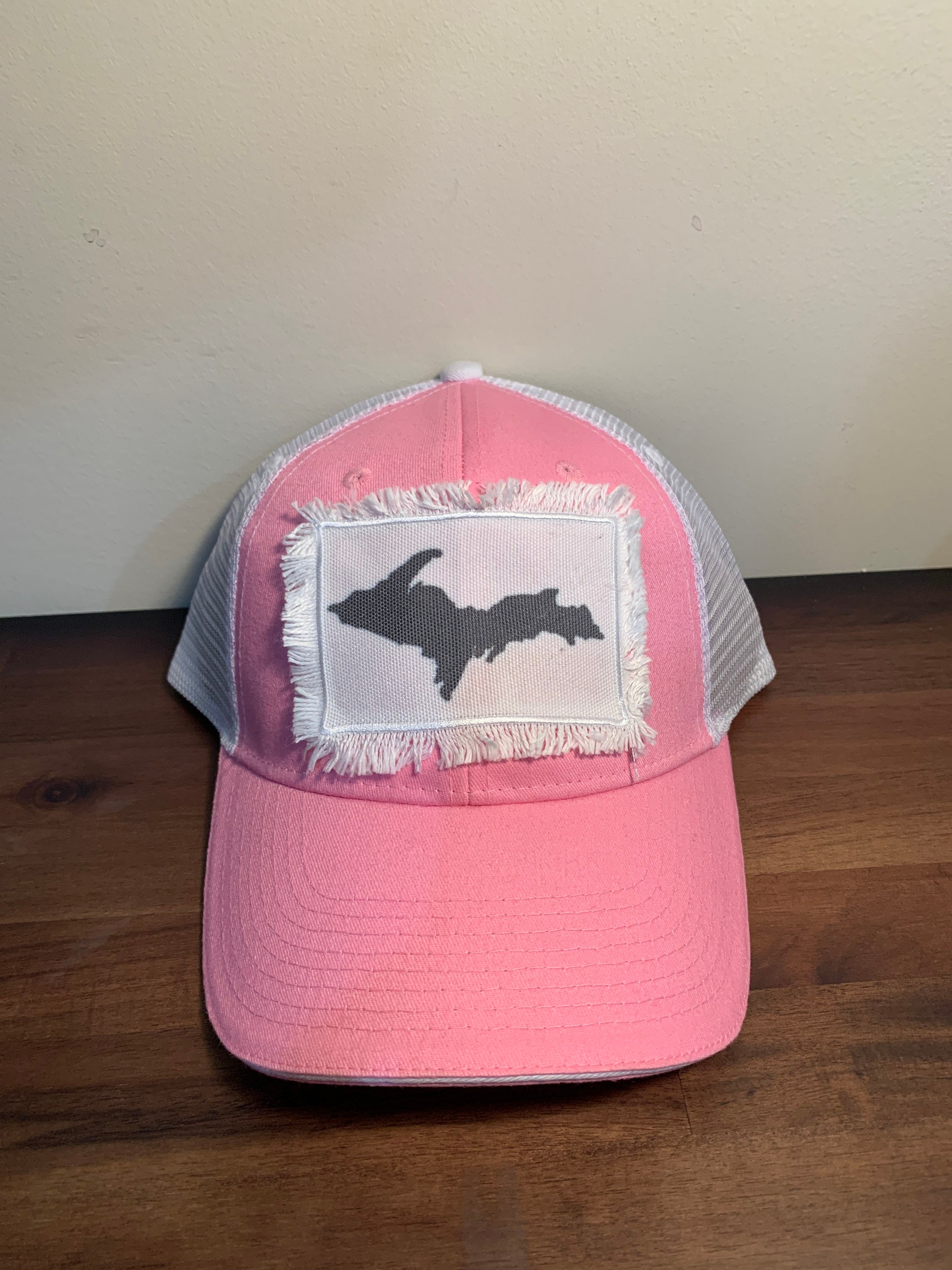 Michigan Upper Peninsula Pink Hat With Burlap Patch - Etsy