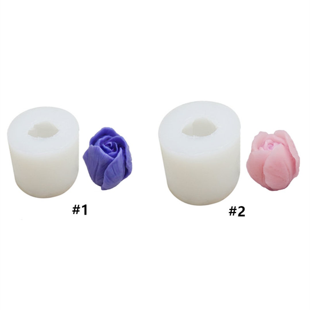 3D Rose Flower Bud Silicone Mold Decor for Aromatherapy Gypsum Soap ...