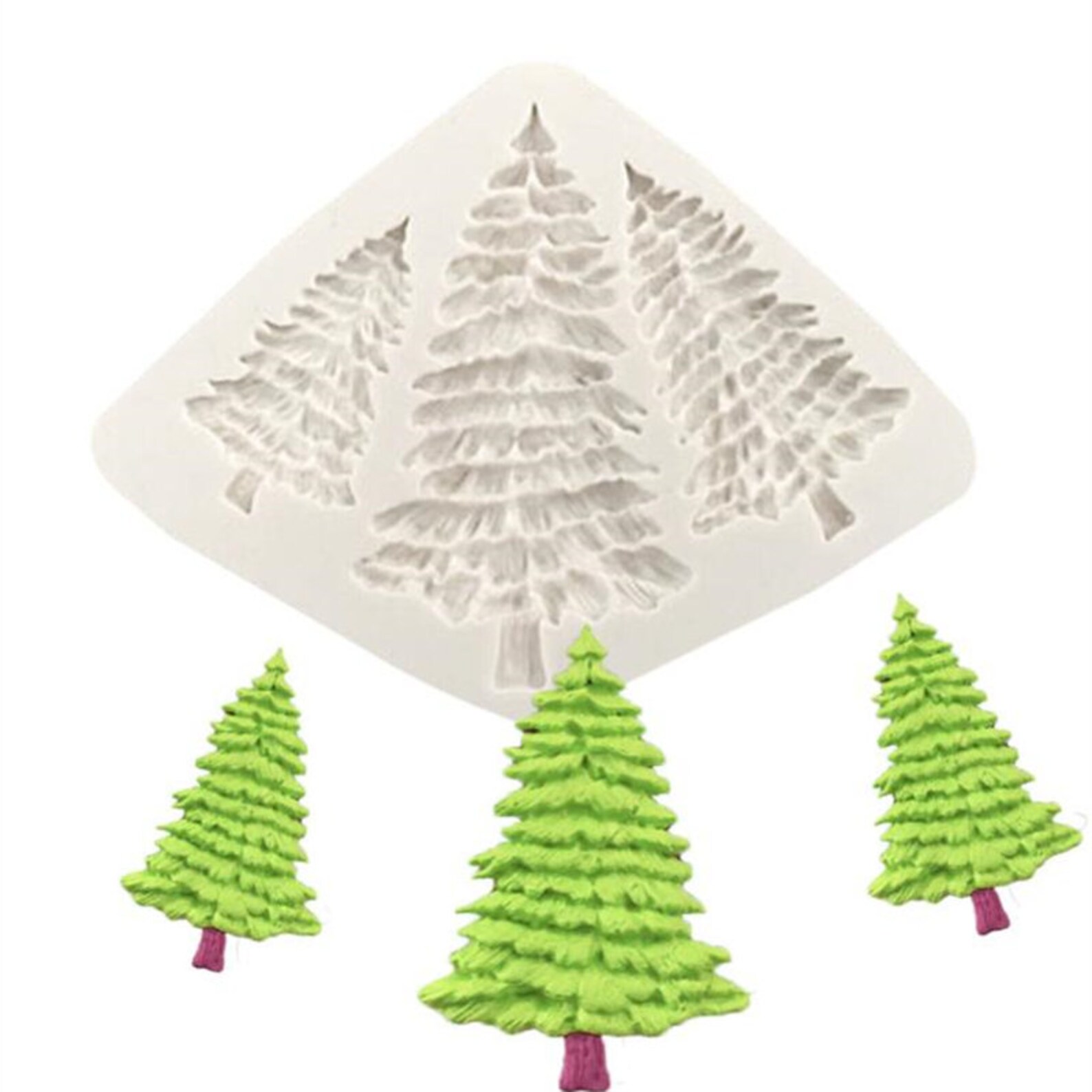 Silicone Mold Resin Clay Pine Tree Mold Decor for Chocolate Cake Baking ...