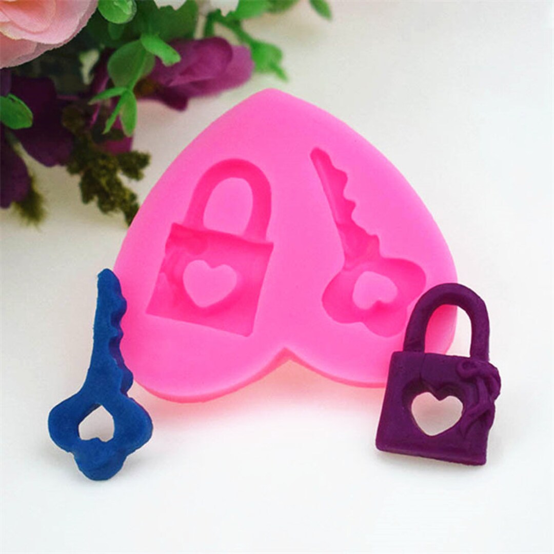 Silicone Mold Resin Clay Lock Key Mold Decor for Chocolate Cake Baking ...