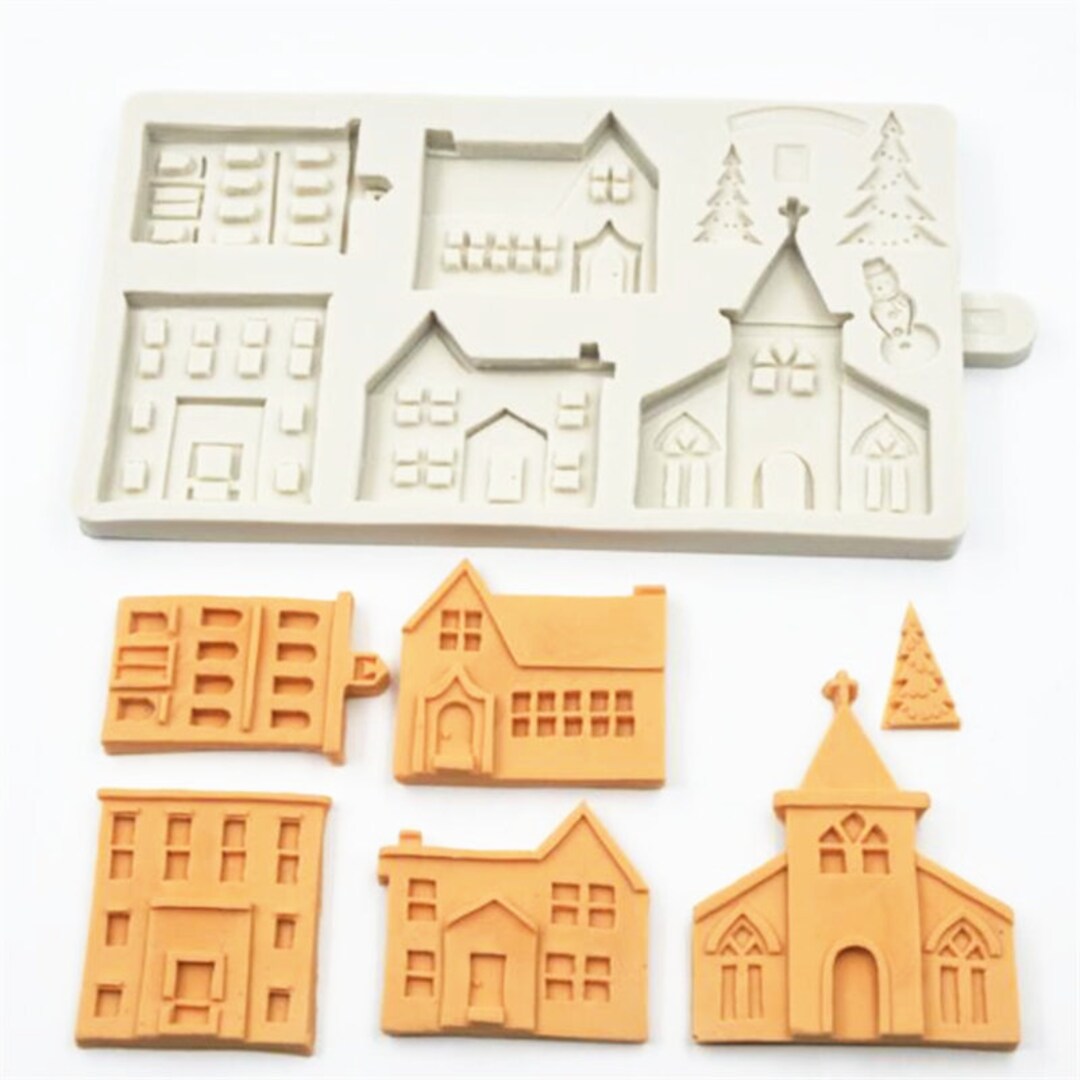 Silicone Mold Resin Clay House Castle Mold Decor for Chocolate Cake ...