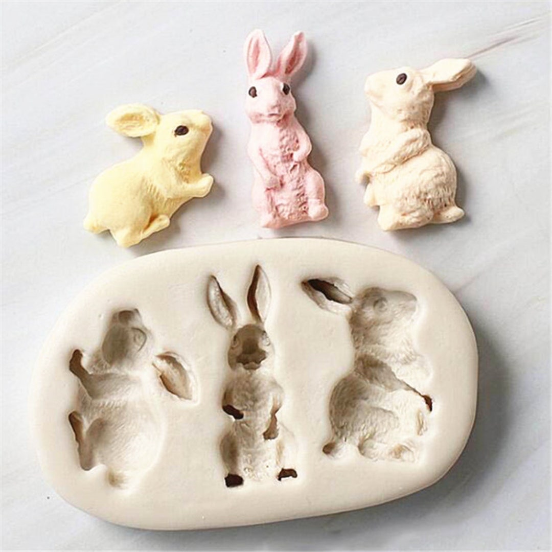 Silicone Mold Resin Clay Rabbit Mold Decor for Chocolate Cake Baking ...