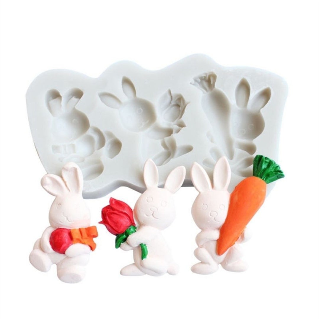 Rabbit Hug Radish Silicone Mold Decor for Jelly Chocolate Cake Baking ...