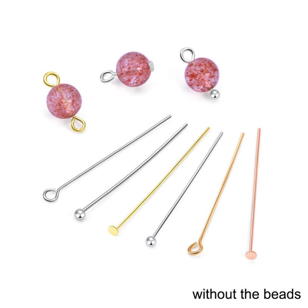 925 Sterling Silver Head Pins Flat Head Pins T Shape Needles Ball Head ...