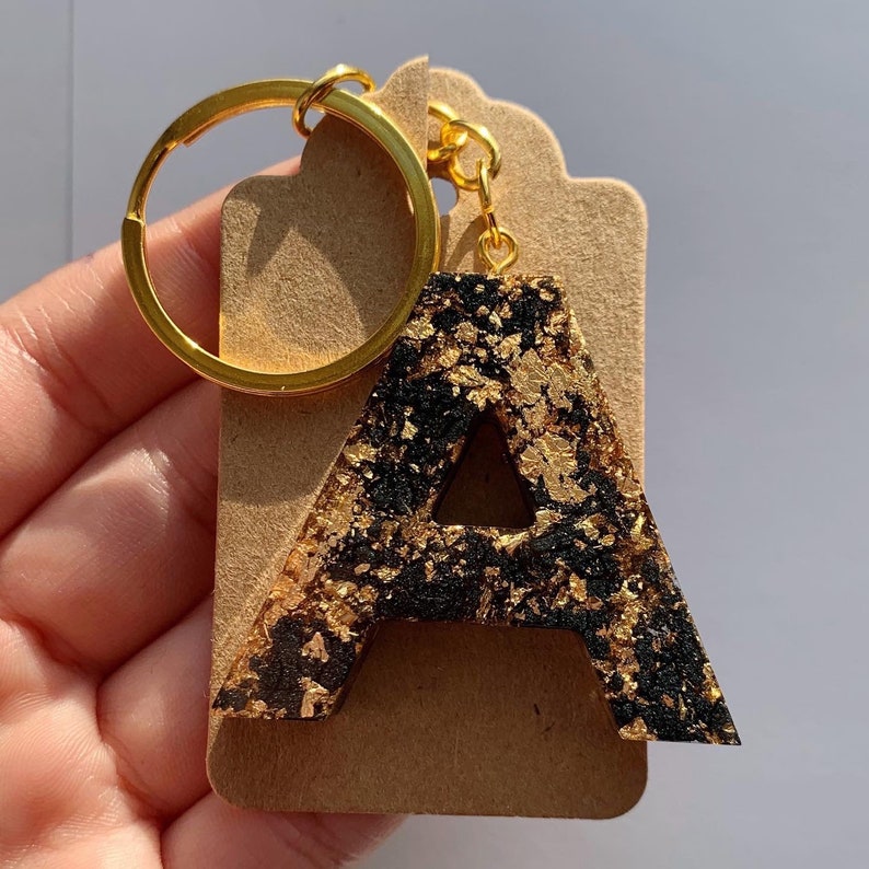 Resin Initial Keyring - Etsy