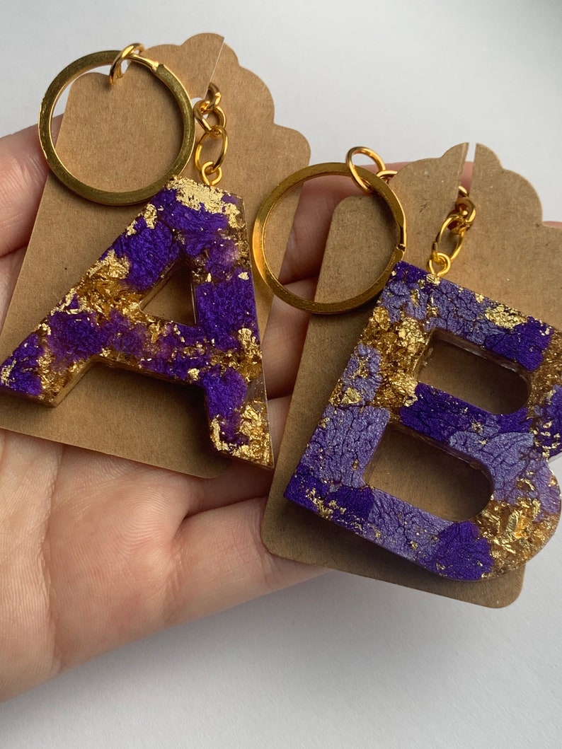 Resin Initial Keyring - Etsy
