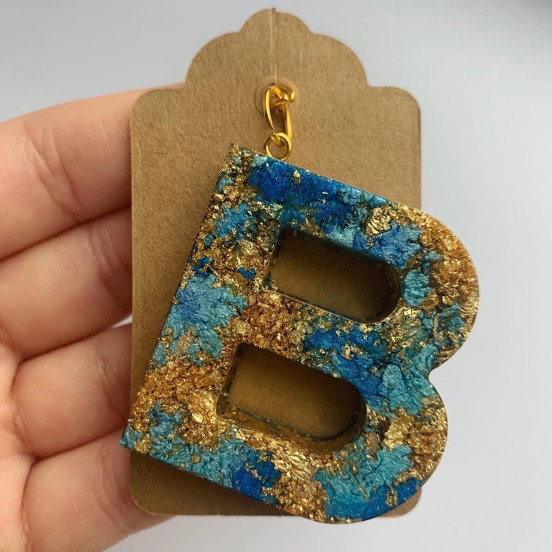 Resin Initial Keyring - Etsy