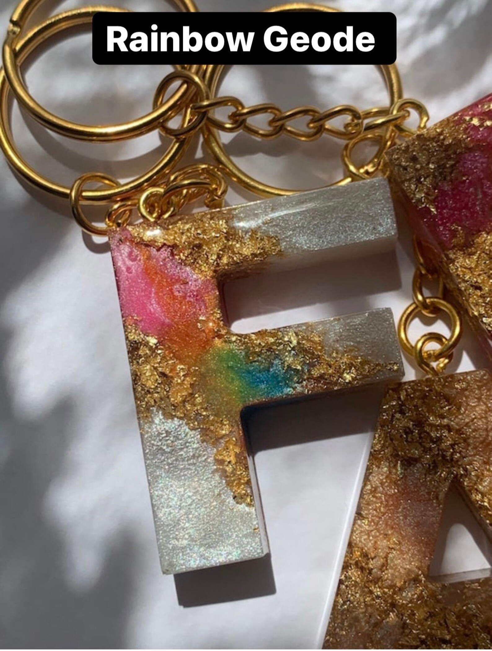 Resin Initial Keyring - Etsy