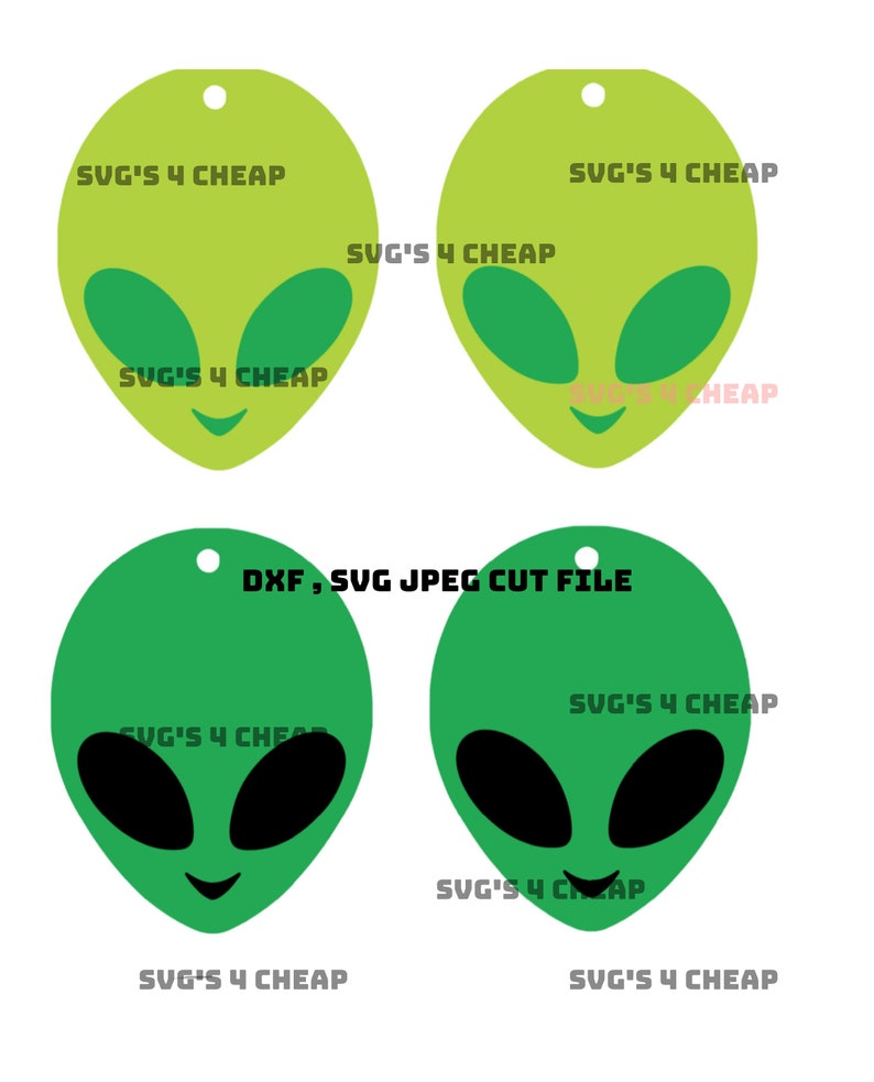 Alien Head Earring Halloween SVG DXF JPEG Cut Files for - Etsy