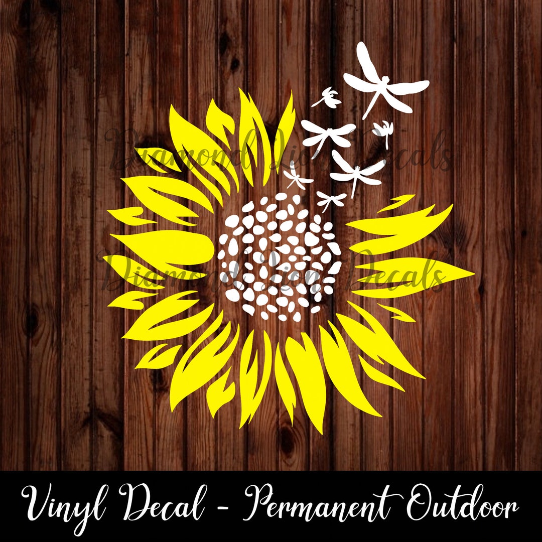Full Sunflower Dragonfly Decal︱flower Decal︱car Decal︱laptop Decal ...