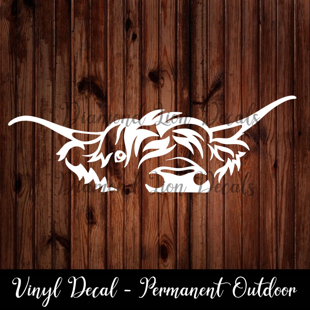 Peeking Highland Cow Decal︱highland Cow︱heifer Decal︱simple Decal ...