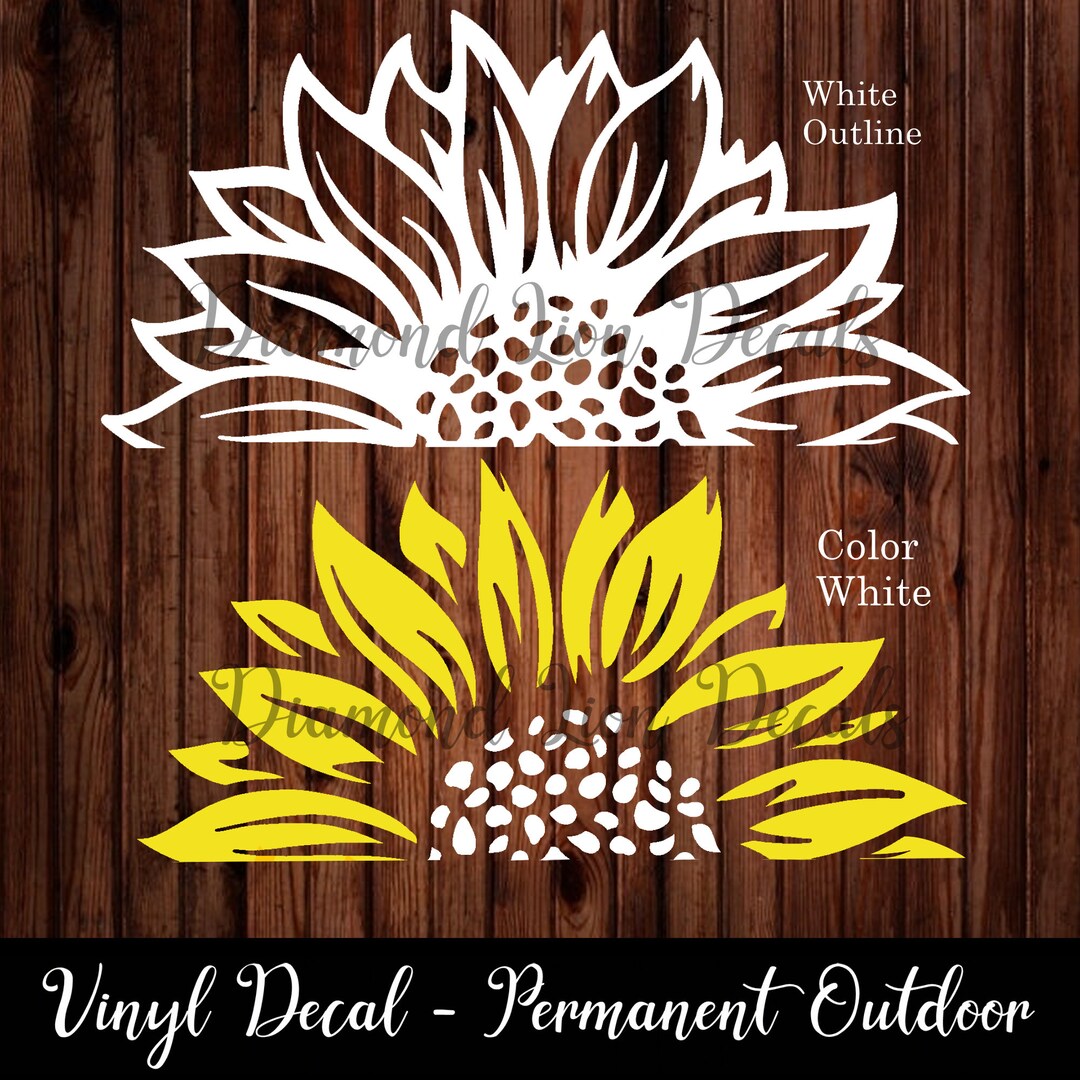 Half Sunflower Decal︱car Decal︱laptop Decal︱mug Decal︱sticker︱window ...