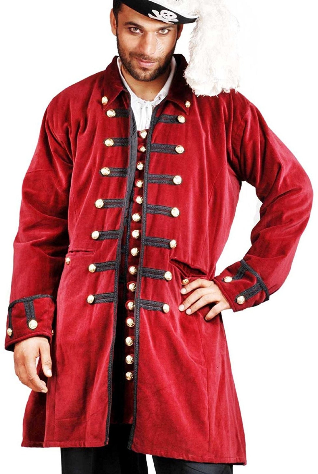 Thepiratedressing Medieval Renaissance Pirate 100% Cotton Captain Coat ...