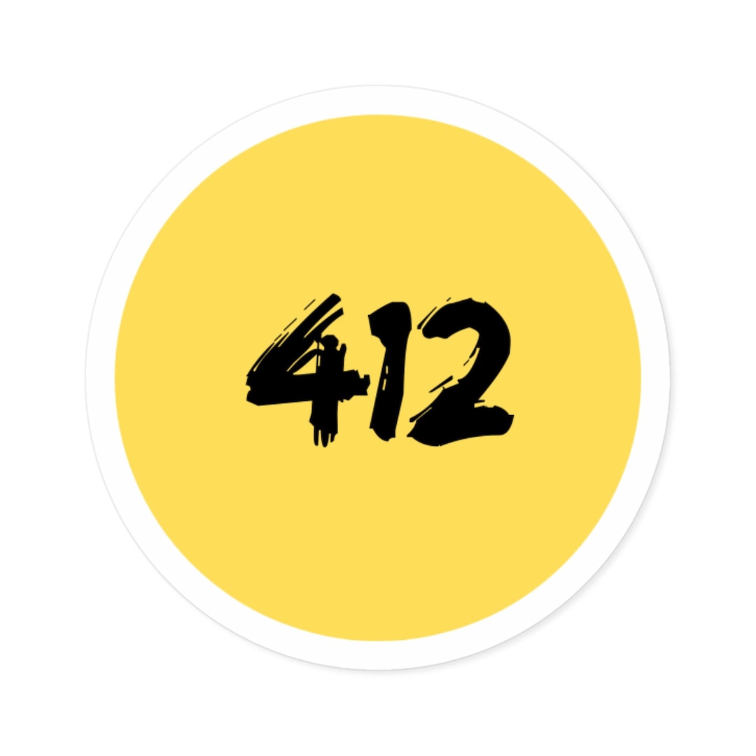 412 Pittsburgh Script Number Sticker Round Vinyl Sticker | Yellow ...