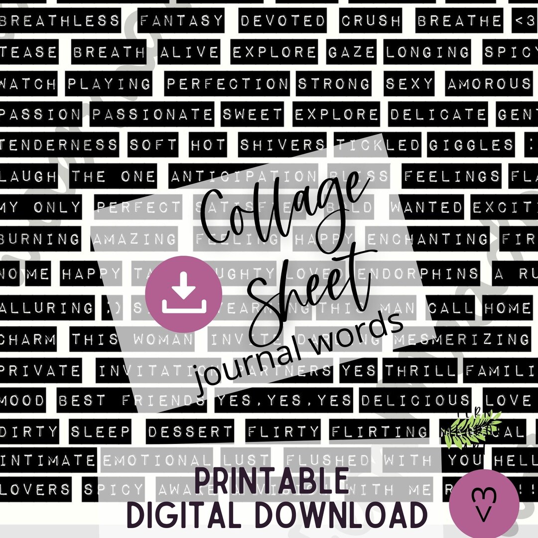 Romance Novel Words Collage Sheet: Junk Journal Printable (PDF) - Etsy