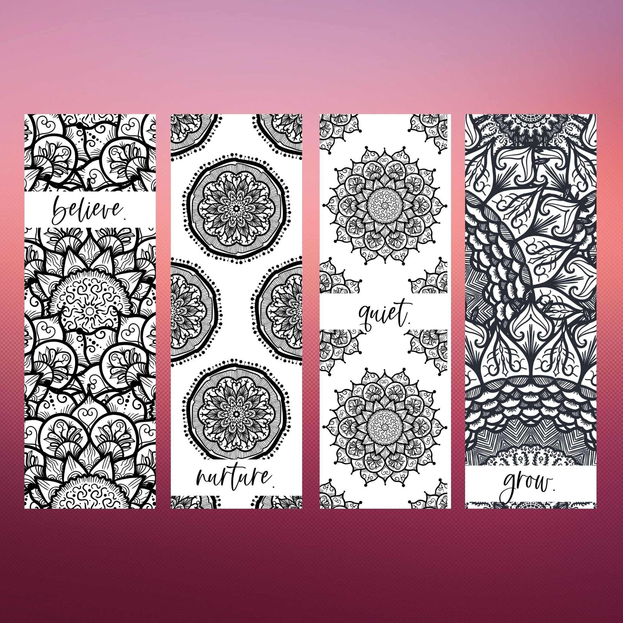 Mandala Bookmarks Set of 10 - Mandala Bookmarks With Single Word ...