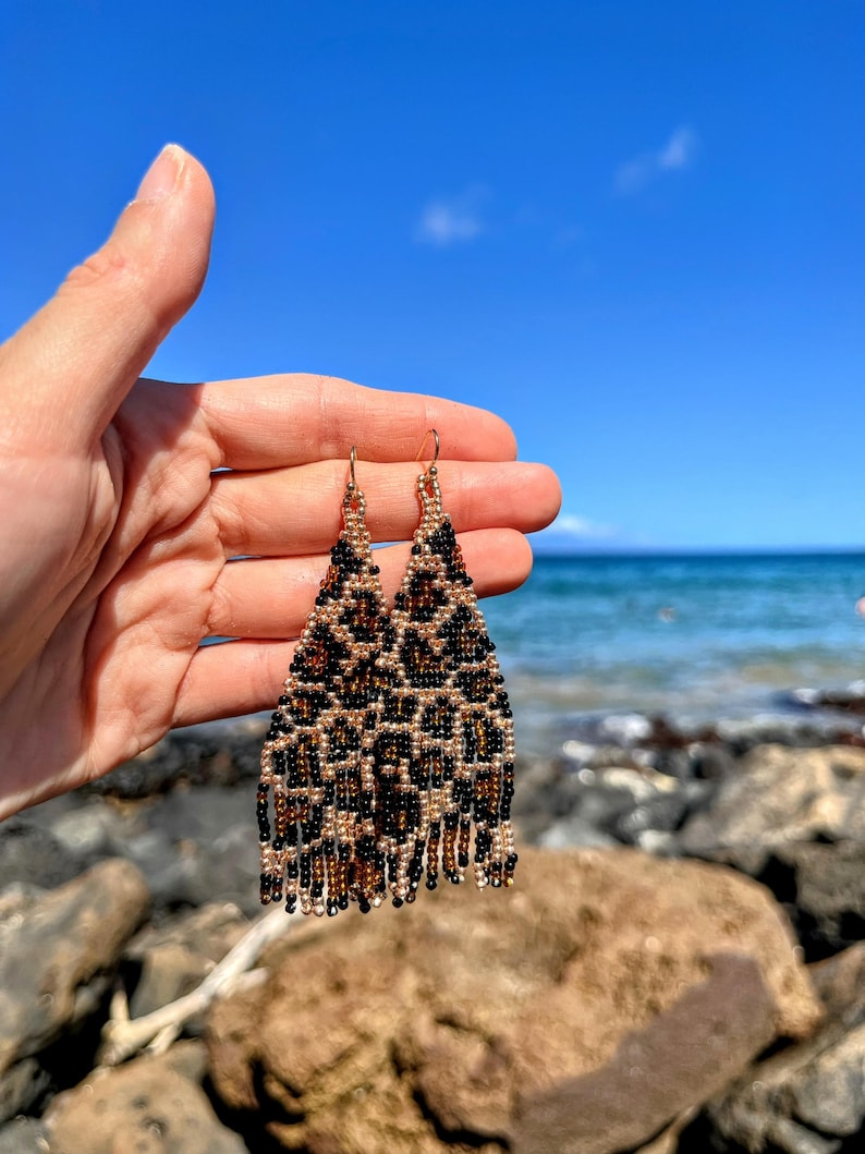 Leopard Beaded Earrings, Fun Animal Print Seed Bead Earrings - Etsy