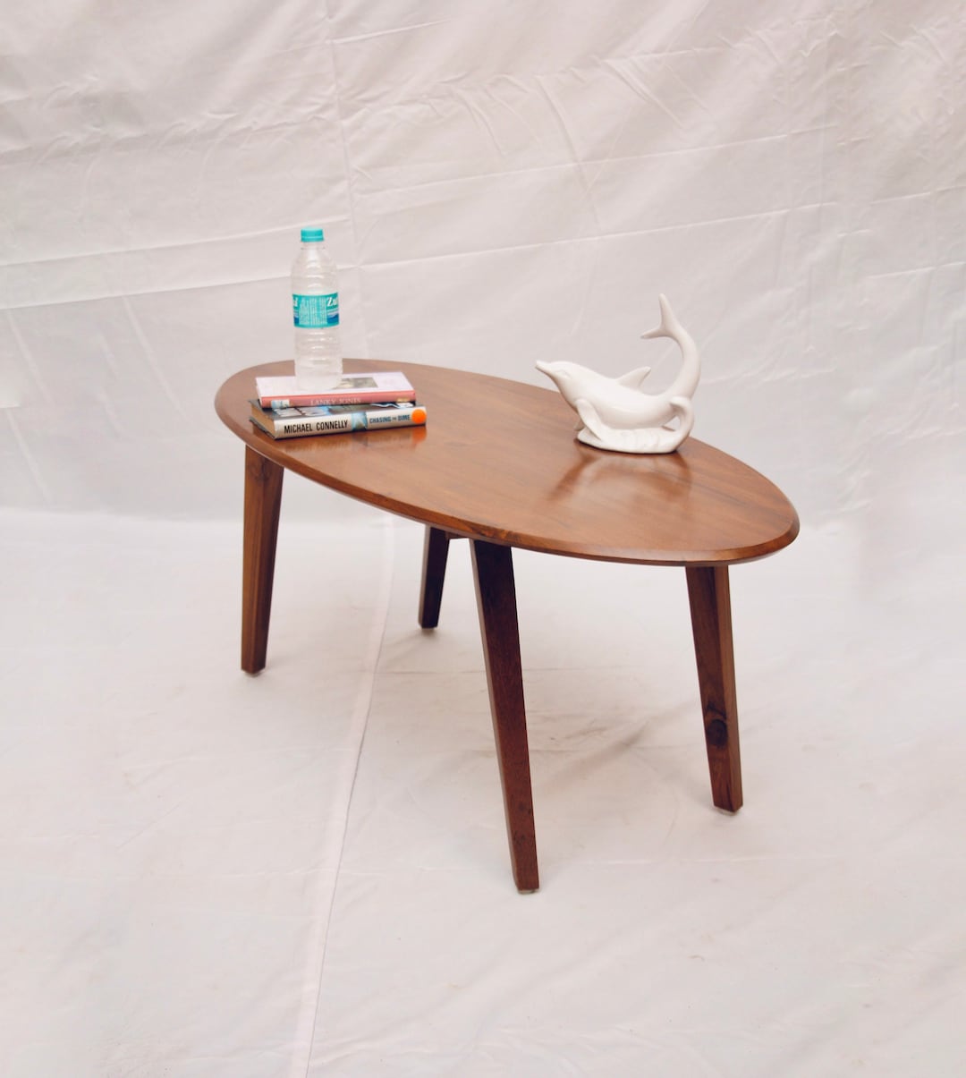 Solid Teak Oval Shape Mid-century Coffee Table Handcrafted in India - Etsy