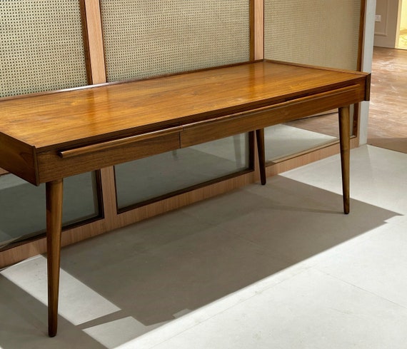 Solid Teak Midcentury Modern Large Desk With Three Solid Teak Drawers writing Desk home Office Desk Etsy