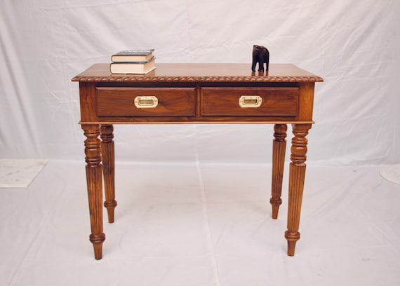 Solid Teak Colonial Writing Table Handcrafted in India With | Etsy
