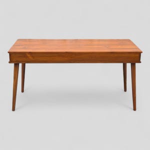 Midcentury Round Edges Writing Table,desk With Fluted Drawer Front ...