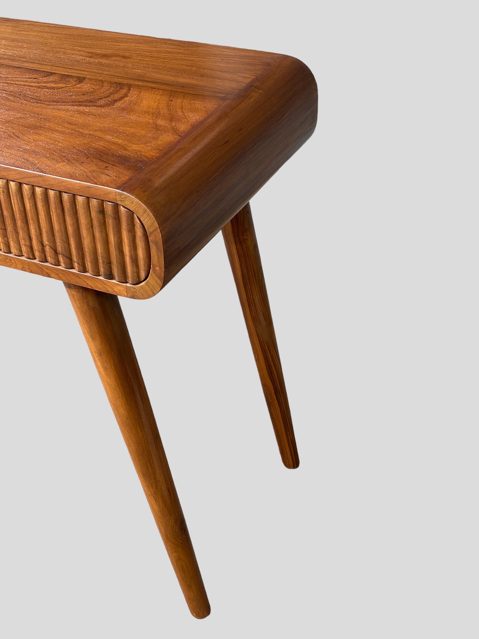 Midcentury Curve Edges Writing Table,desk With Fluted Door Front ...