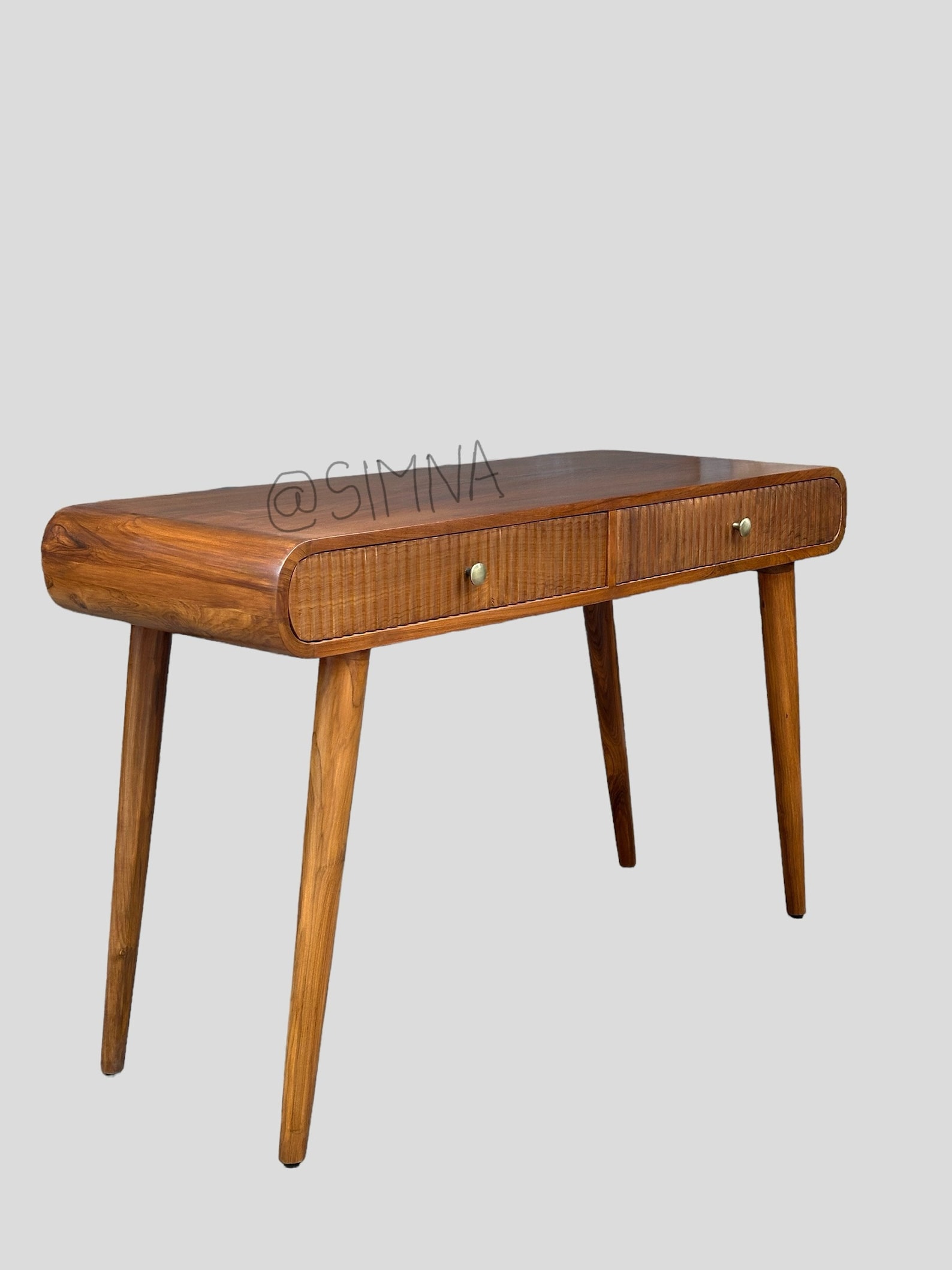 Midcentury Curve Edges Writing Table,desk With Fluted Door Front ...