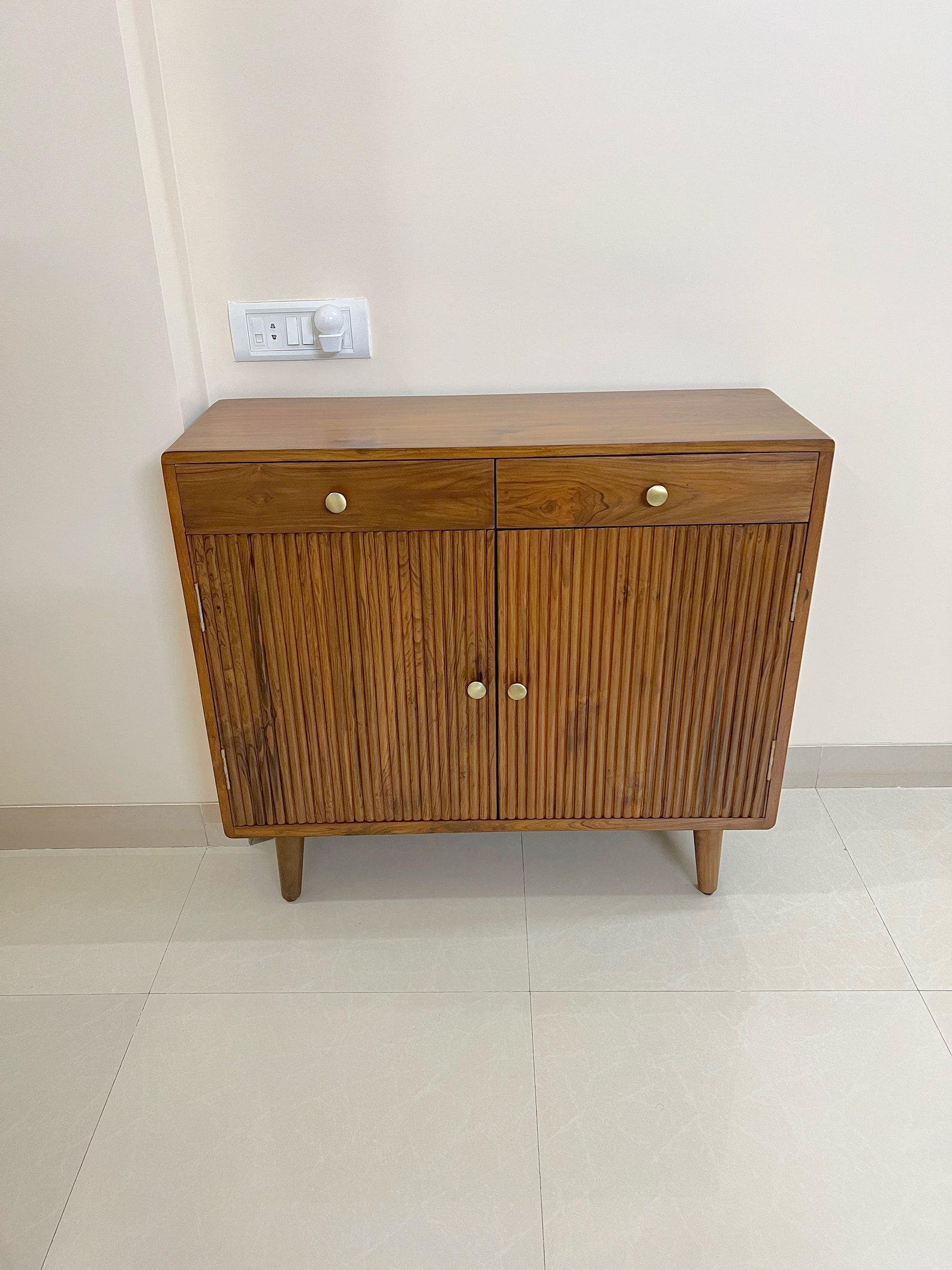 Solid Teak Mid Century Fluted Doors Storage Cabinet,sgoe Rack ...