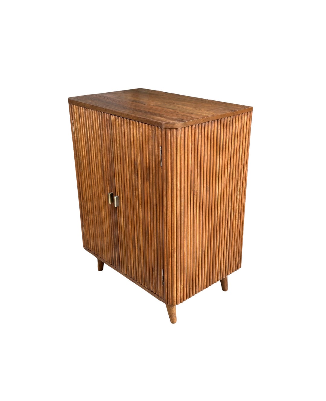 Midcentury Solid Teak,fluted Design Storage Cabinet,cansole Handcrafted ...