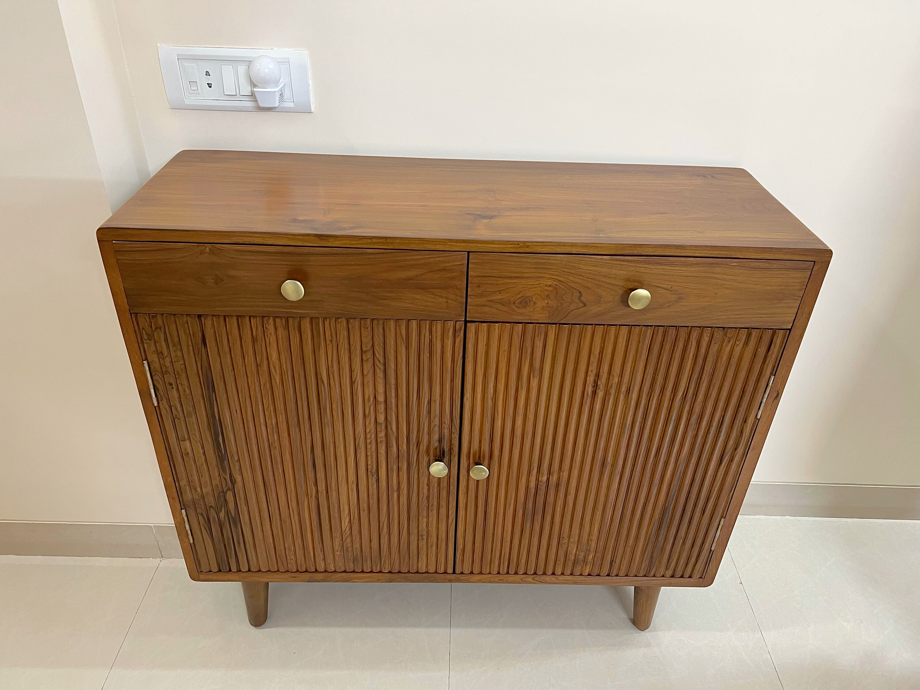 Solid Teak Mid Century Fluted Doors Storage Cabinet,sgoe Rack ...