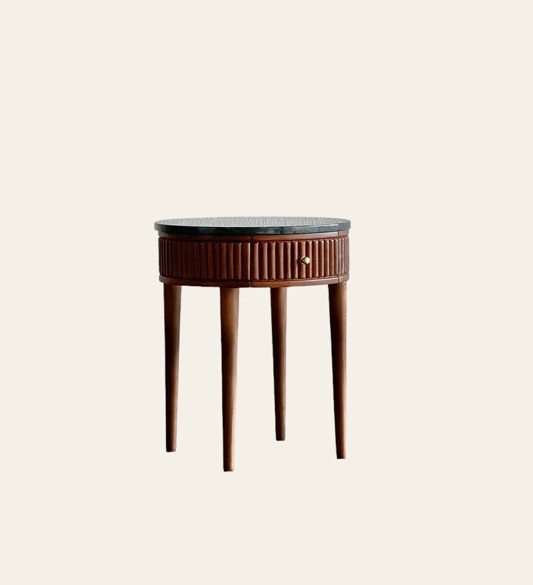 Solid Teak Midcentury Round Fluted Nightstand,side Table Handcrafted in ...